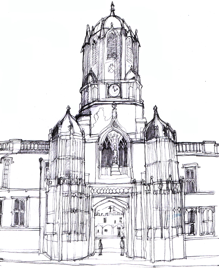 A drawing of Old Tom Tower, Christ Church College – OxfordArtist