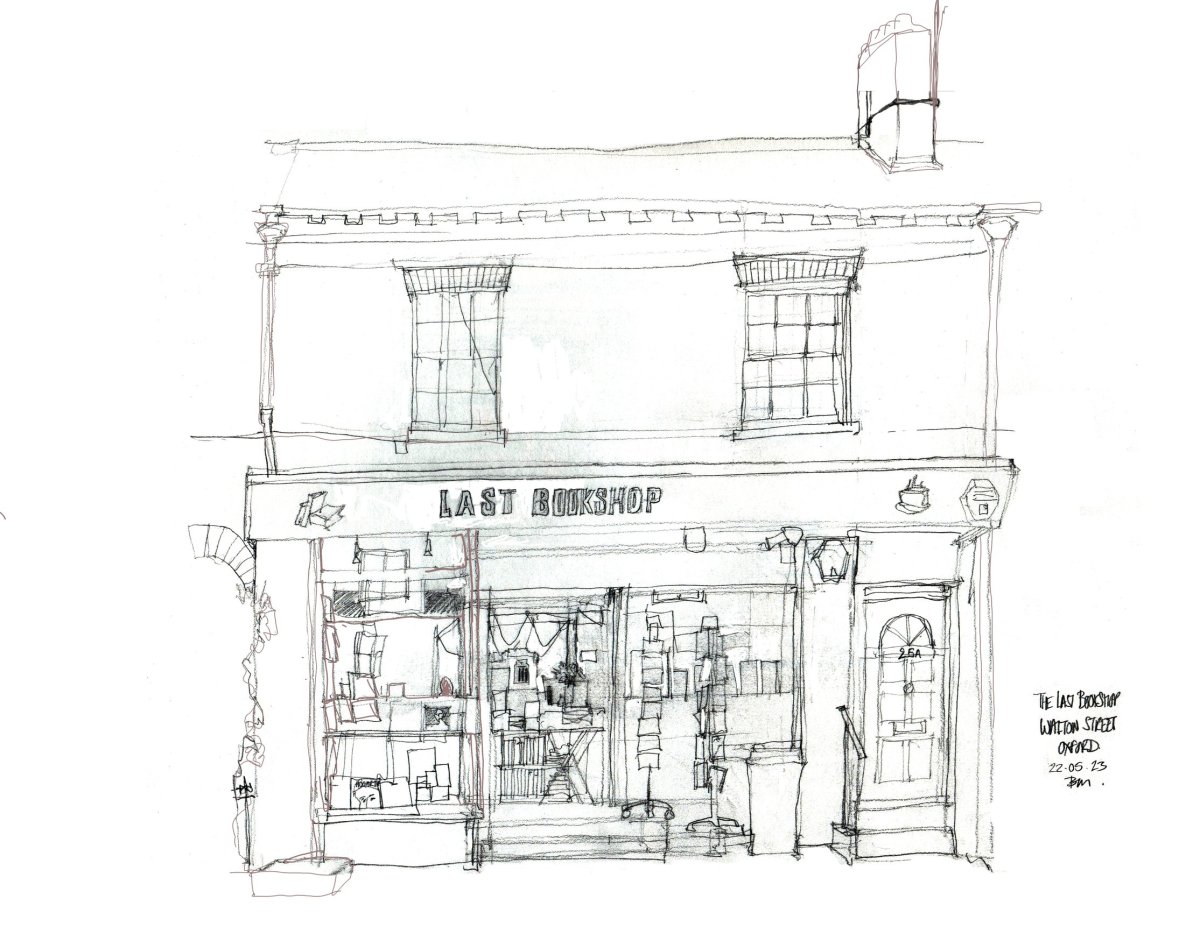 Drawing The Last Bookshop, Oxford – OxfordArtist